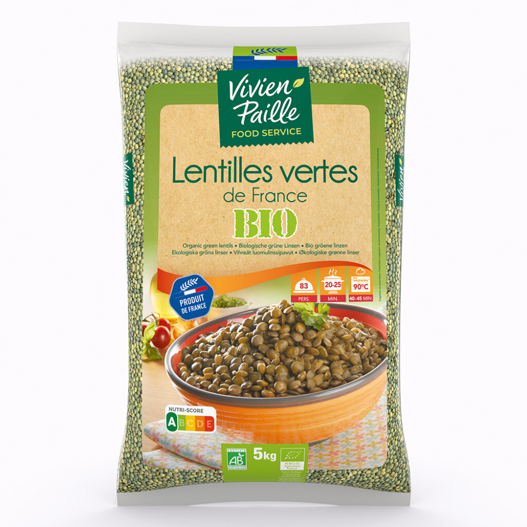 Lentilles vertes de france bio 5kg - Vivien Paille Foodservice