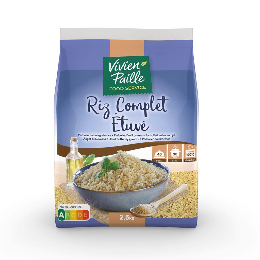 Riz étuvé complet 2,5kg - Qualité Supérieure - Vivien Paille Foodservice